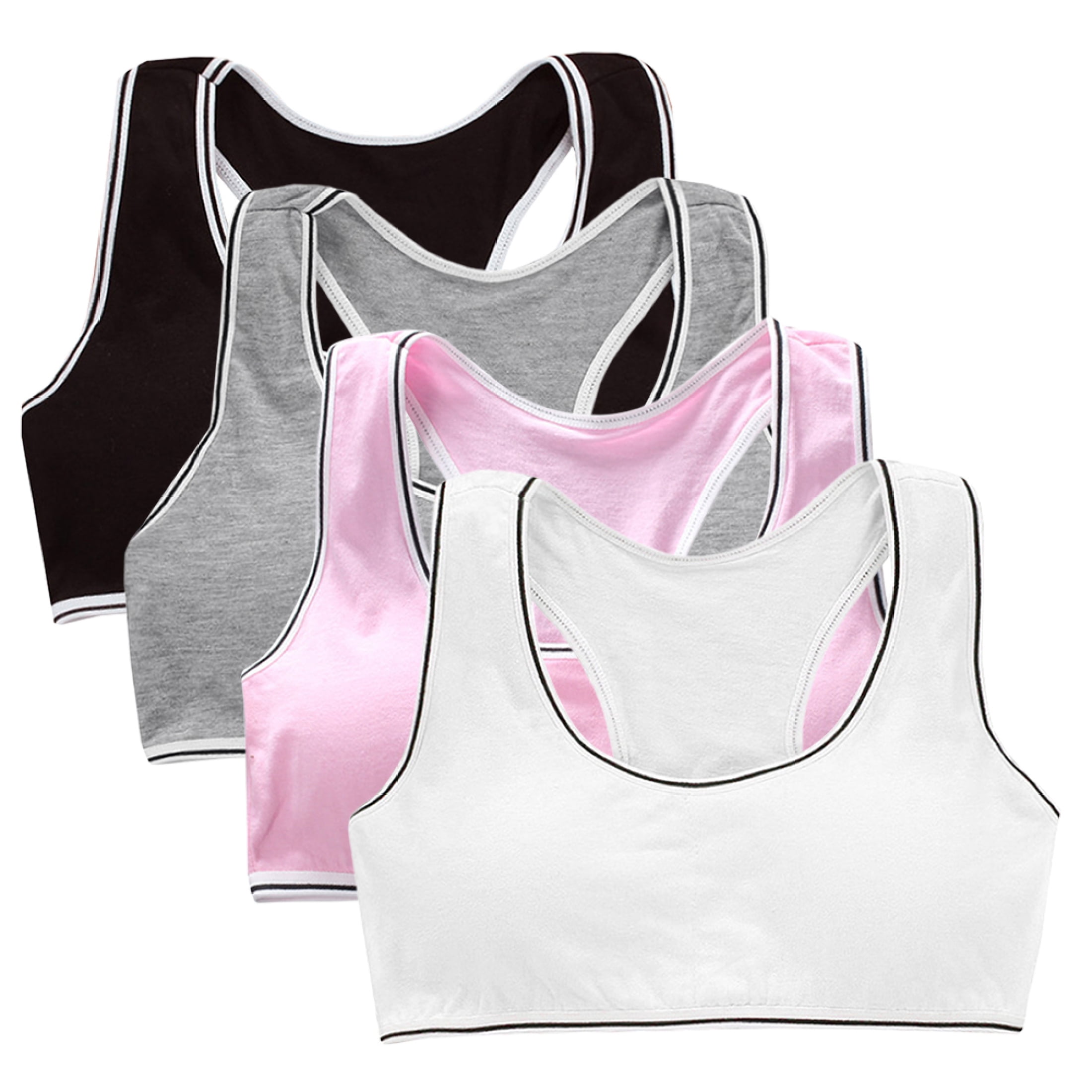 LICHENGTAI 4pcs Girls Bra Cotton Vest Bra Full Cup Breathable Bra with ...