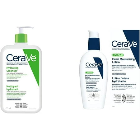 CeraVe Hydrating Face Wash, Daily Facial Cleanser, 473ml & Facial ...
