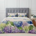 Blue Purple Hydrangea Comforter Set King Size, Summer Floral Butterfly ...