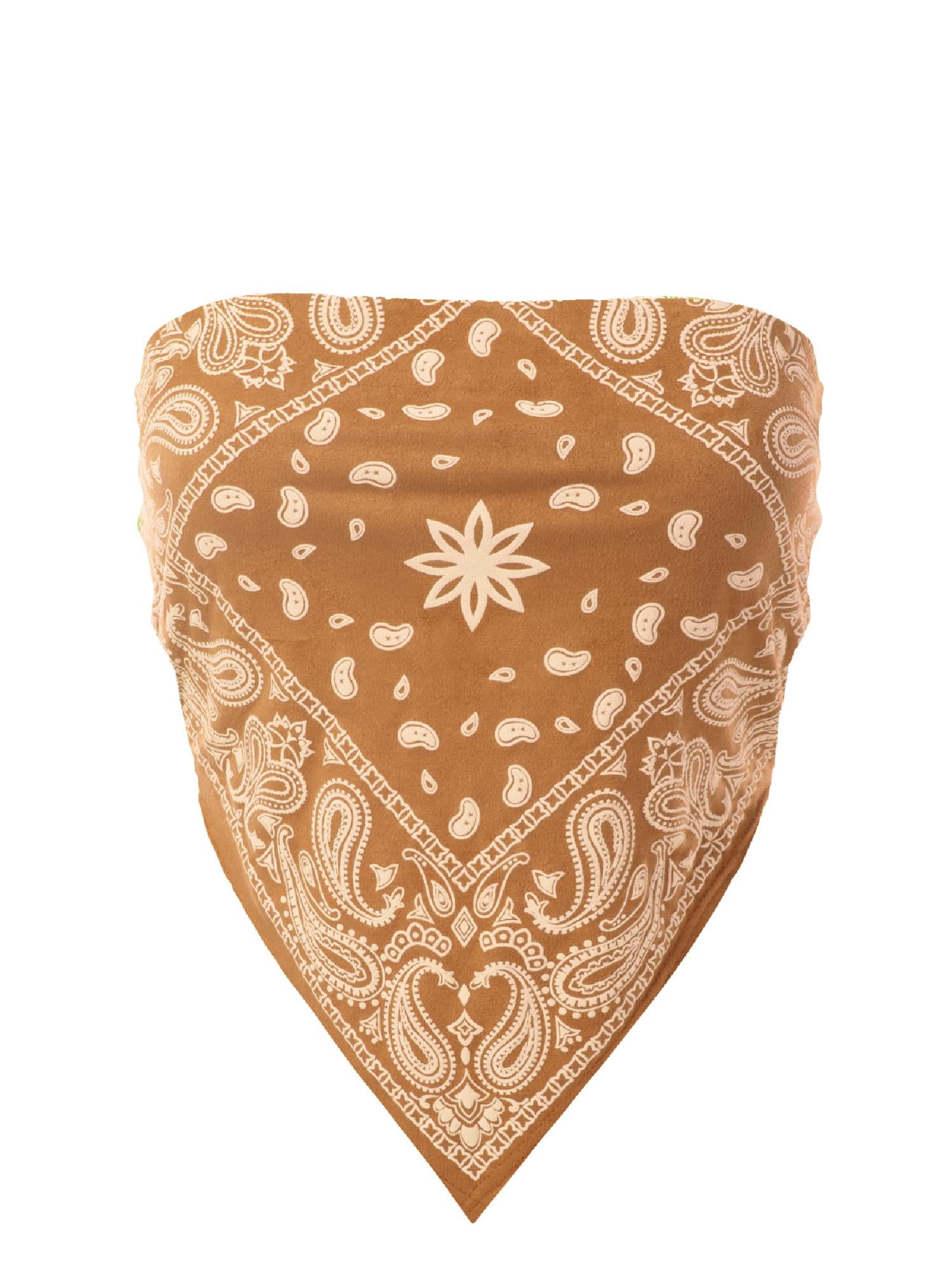 Made By Olivia Womens Sexy Paisley Print Bandana Tube Crop Tube Top