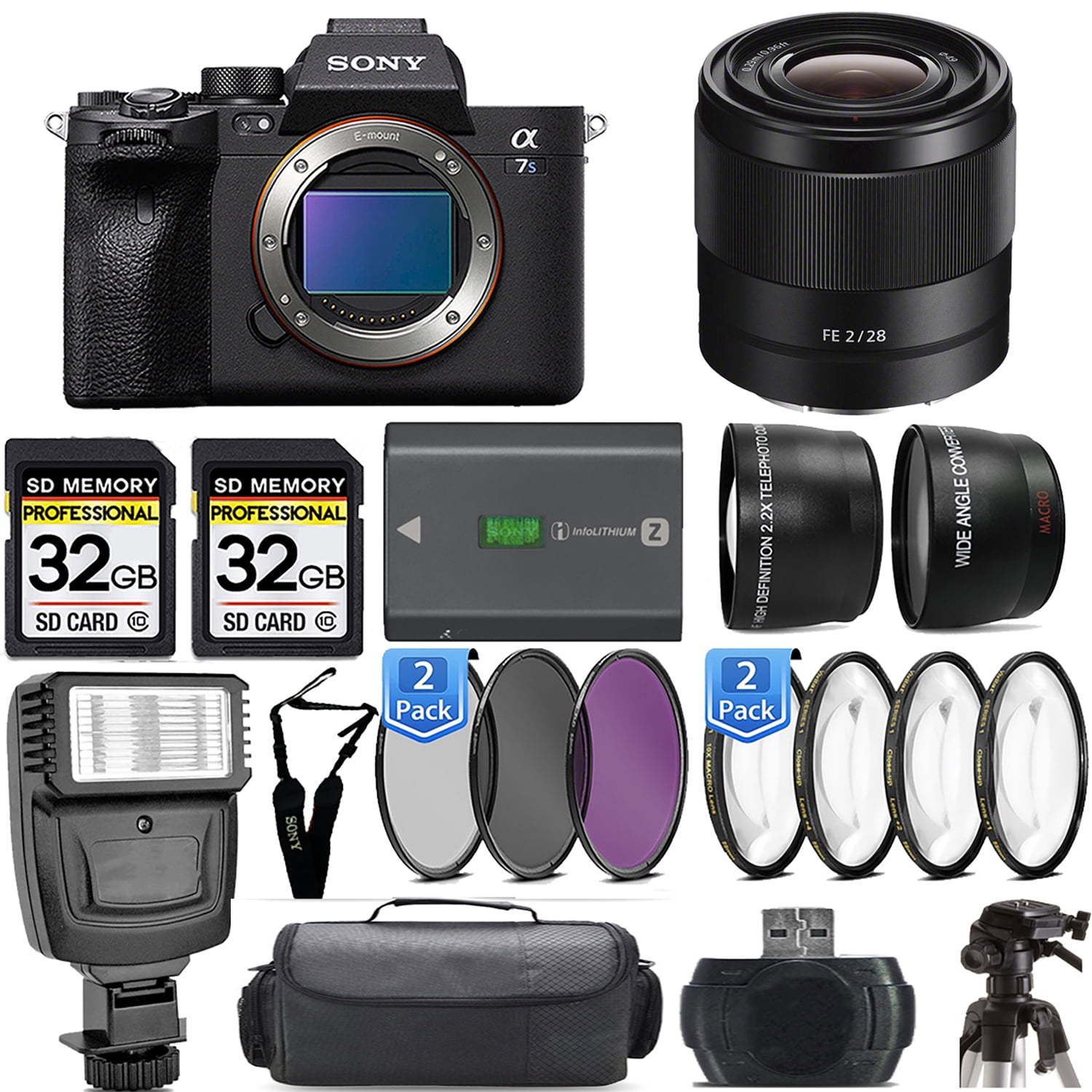 Sony a7S III Mirrorless Camera+28mm f/2 Lens +Flash- Kit - Walmart.com