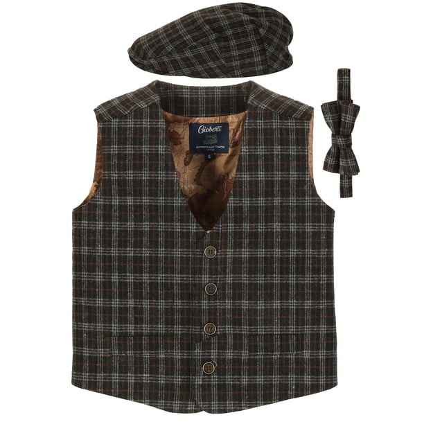 Gioberti Kids and Boys 3pc Tweed Vest with Matching Cap and Bow Tie ...
