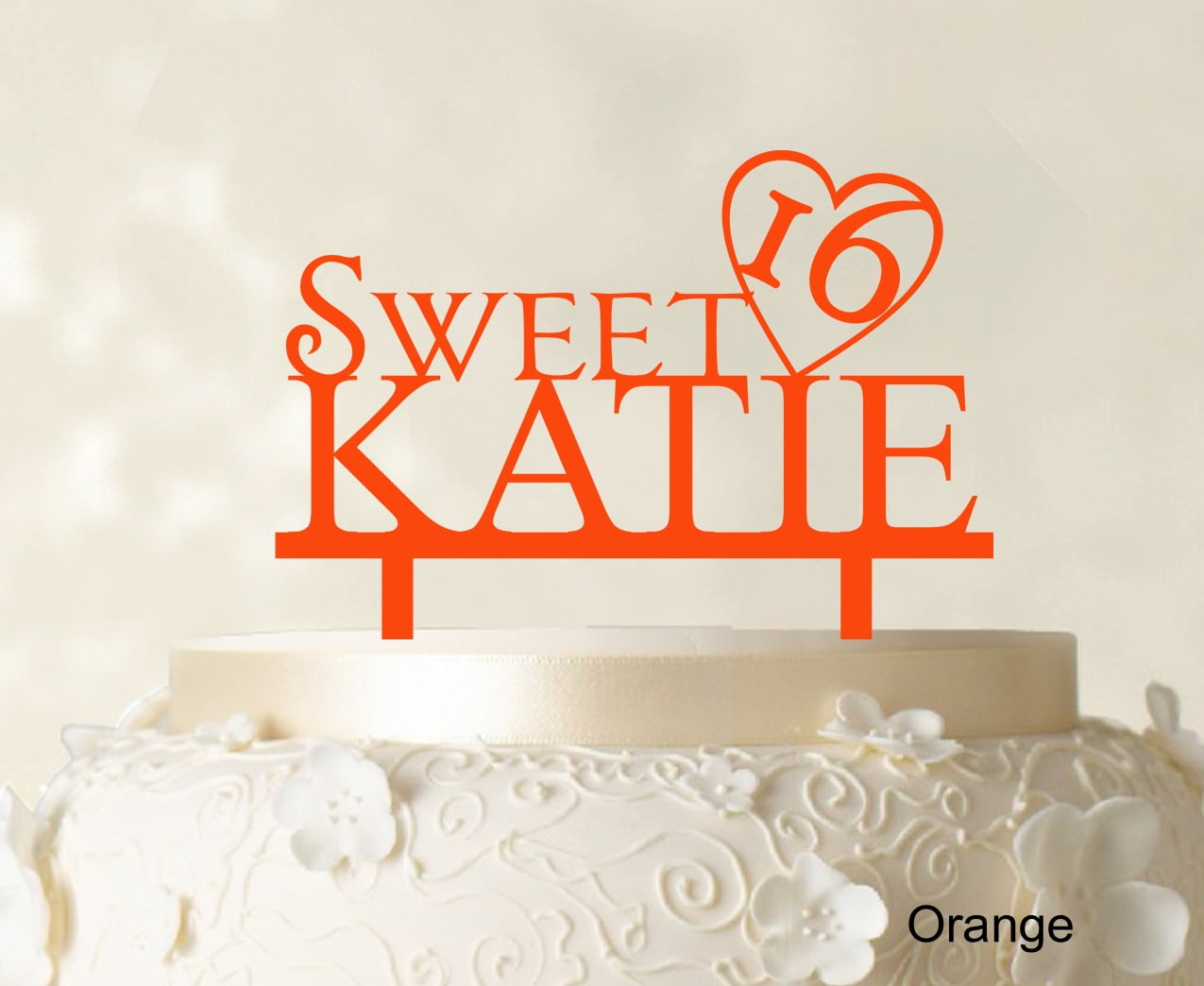 "Personalized Birthday Cake Topper Orange Cake Topper Color Option ...