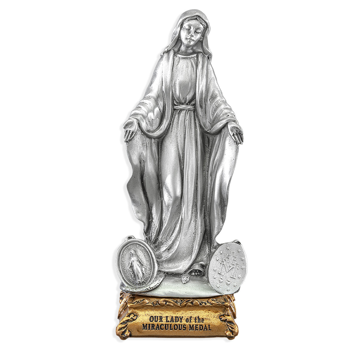 Small Catholic 4 1/2" Our Lady of Miraculous Medal Pewter Statue ...