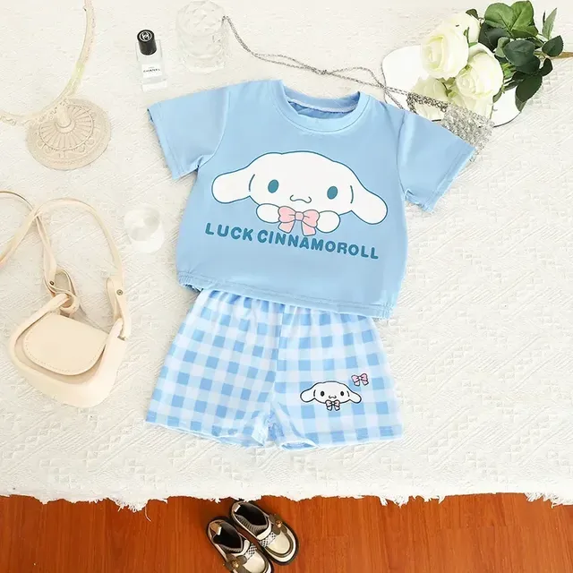 2024 Kawaii Sanrio Summer Kids Suit Kuromi Cinnamoroll Hello Kitty My ...
