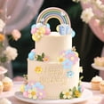 Knana 39Pcs Rainbow Cake Topper Decorations Flower Boho Toppers ...