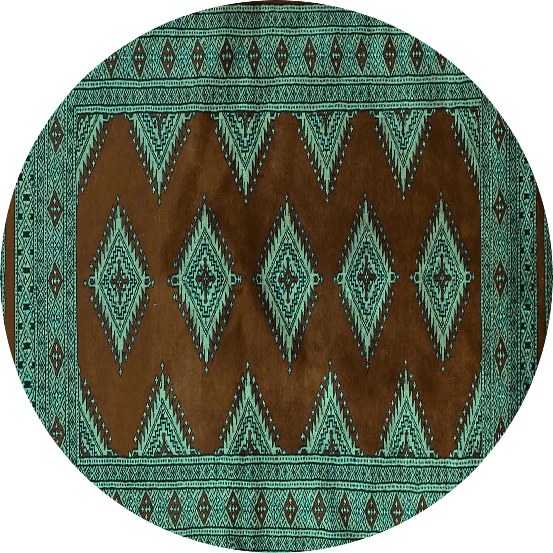Ahgly Company Indoor Round Southwestern Turquoise Blue Country Area ...