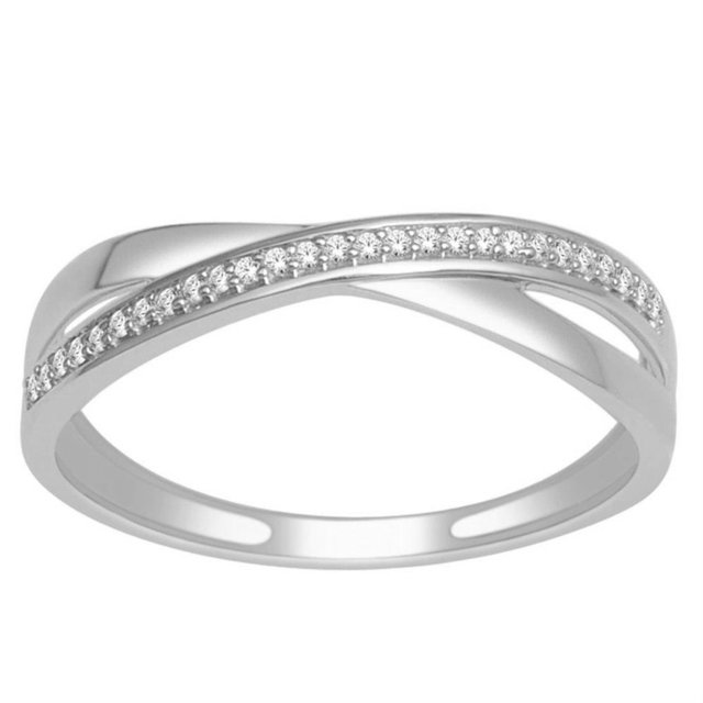 Midwest Jewellery Criss Cross Wedding Band Ring 10K White Gold 0.07ctw ...