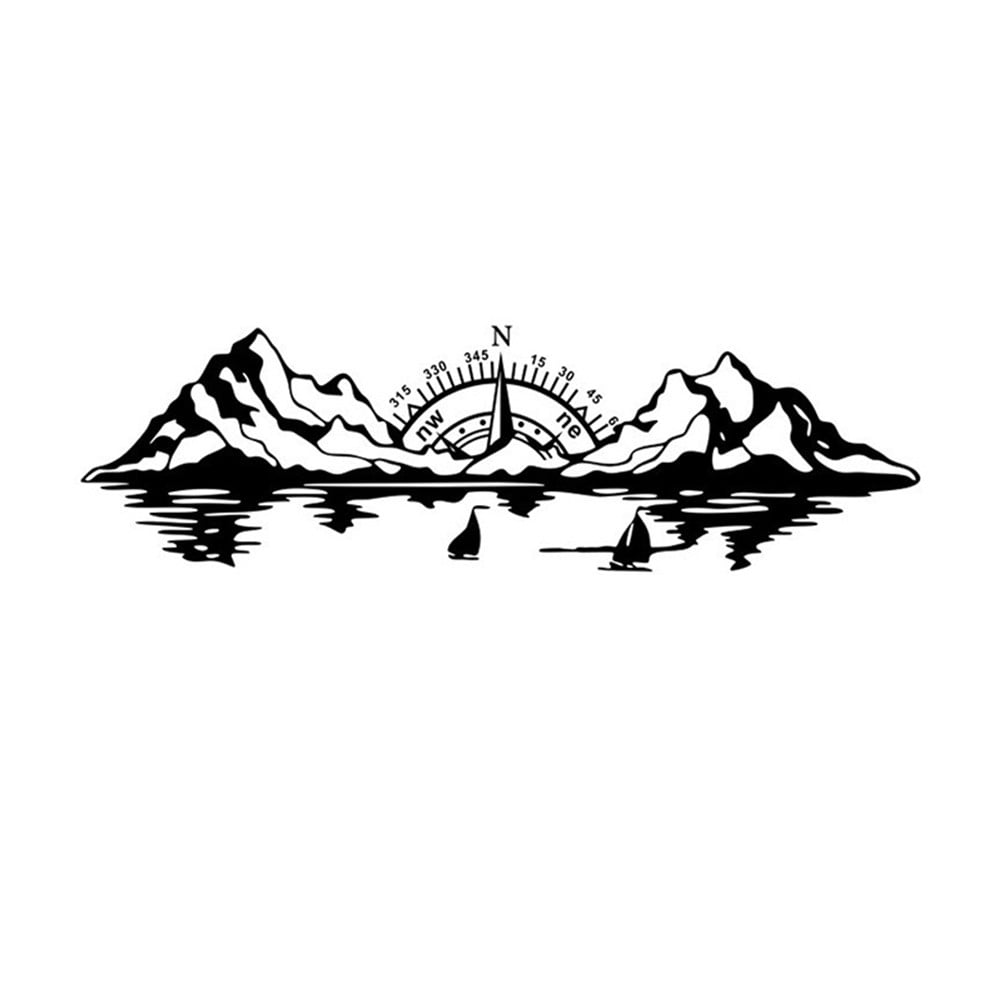 Car Truck Suv Camper Rv Sideways Landscape Compass Graphic Decal Emblem