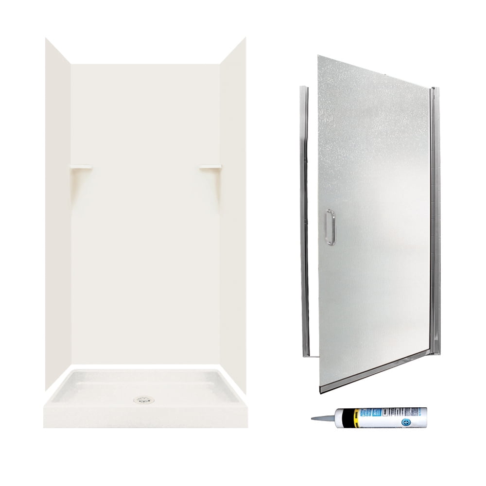 Swan SSP3636018-M34570CR Solid Surface 5-Piece Alcove Shower Kit, 36-in ...
