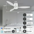 52”Smart Wood Flush Mount Ceiling Fans with Lights Remote,Works with ...