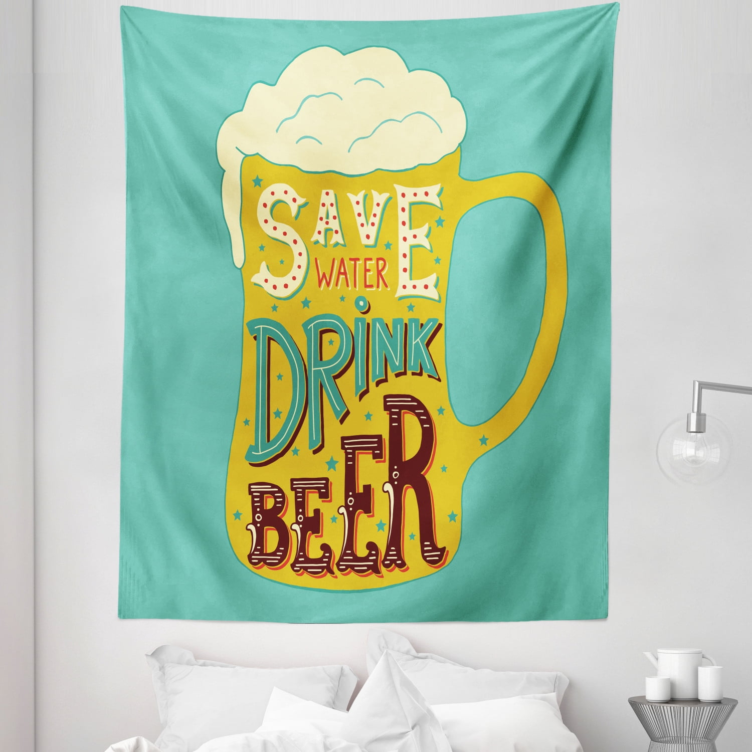 Retro Tapestry, Save Water Drink Beer Sixties Style Fun Party Drinks ...