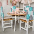 4 Pack Turquoise Gray Sunflowers Chair Back Covers Abstract Blooming ...