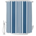 Blue White Stripes Shower Curtain Set with Hooks, Lines Modern Vertical ...