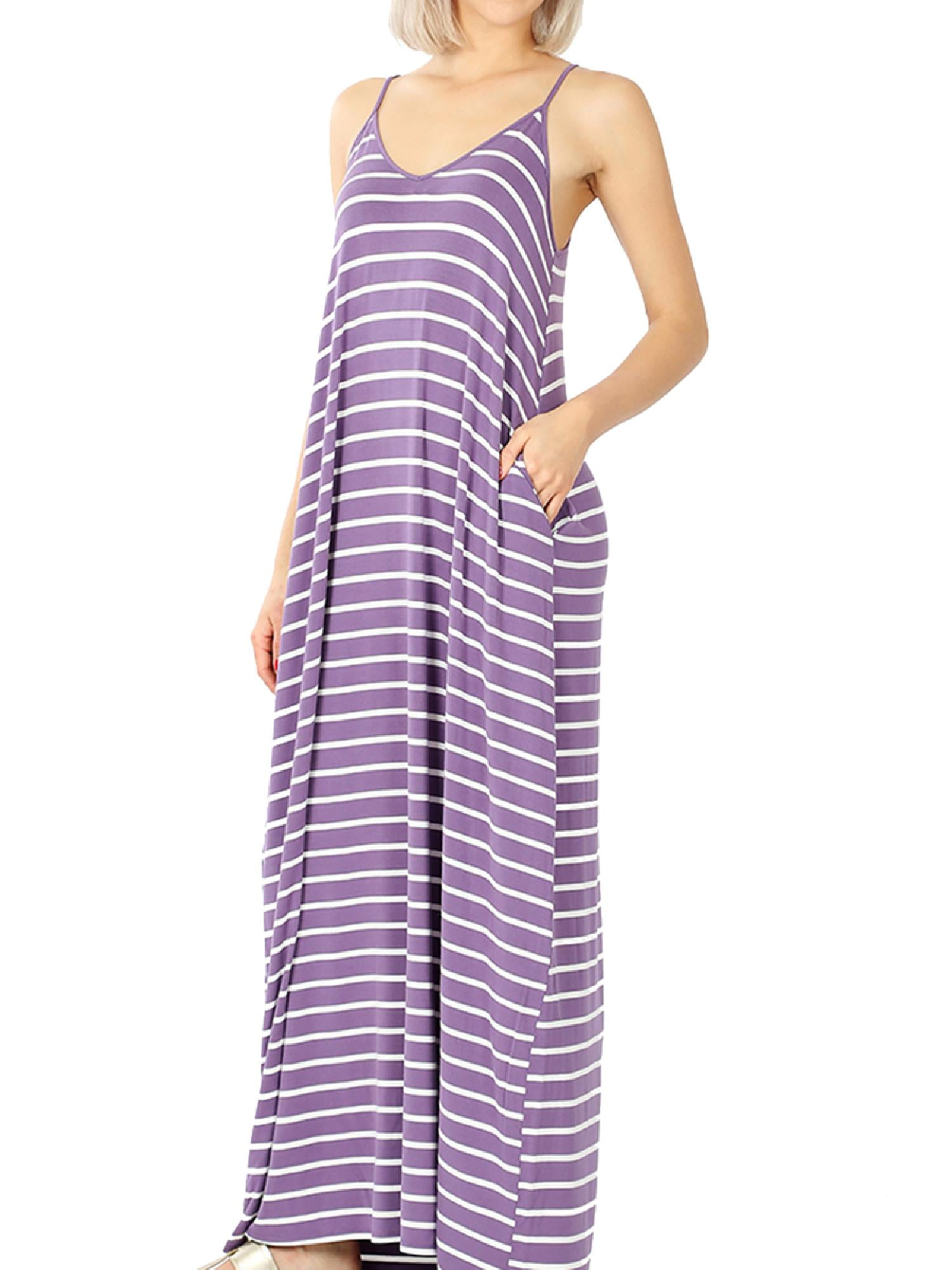 MixMatchy Women's Casual Sleeveless V Neck Strappy Loose Long Cami ...