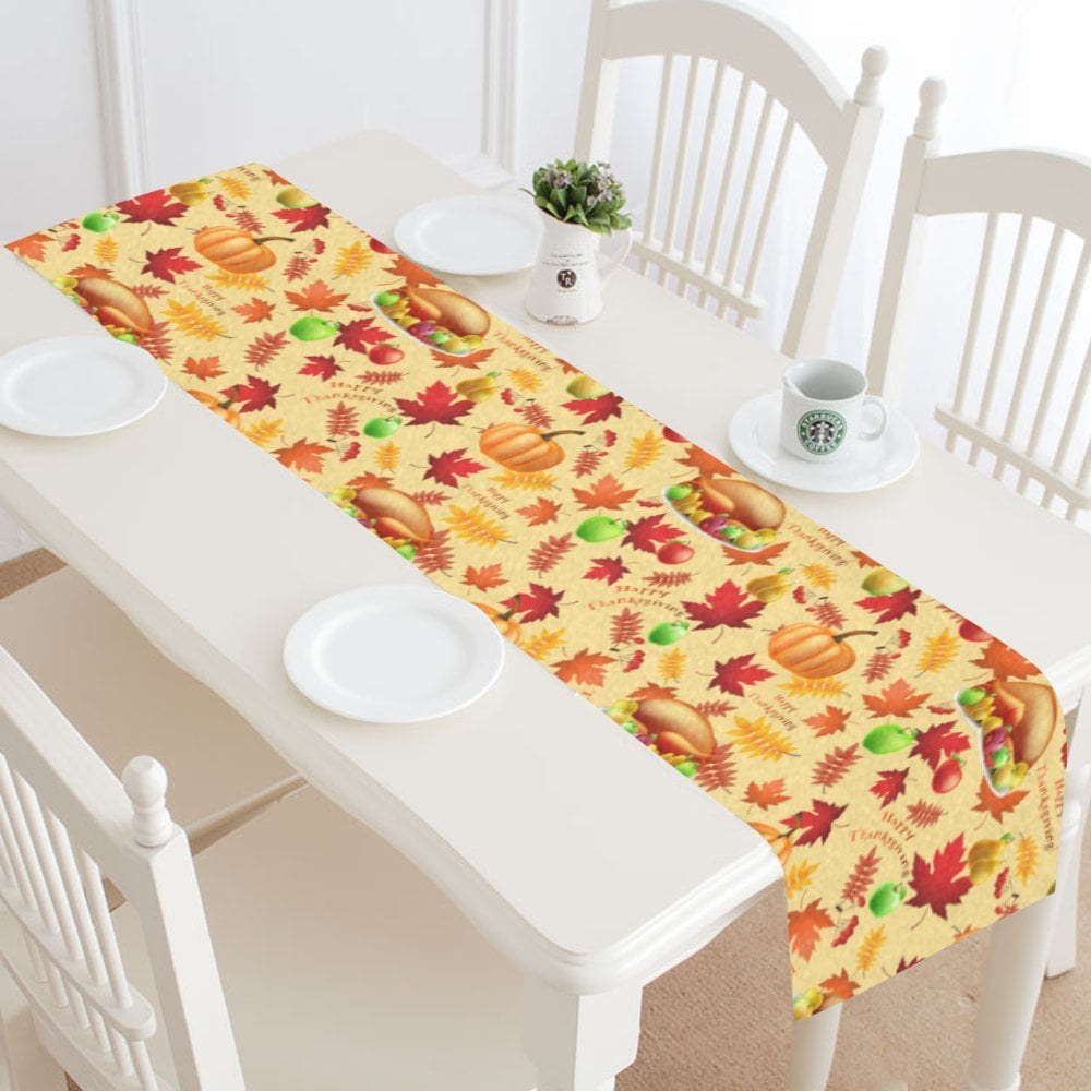 MYPOP Happy Thanksgiving Day Table Runner Home Decor 14x72 Inch,Turkey ...