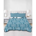Blue Woven Texture 3 Piece Quilt Set Queen Size, Modern Minimalist Navy ...