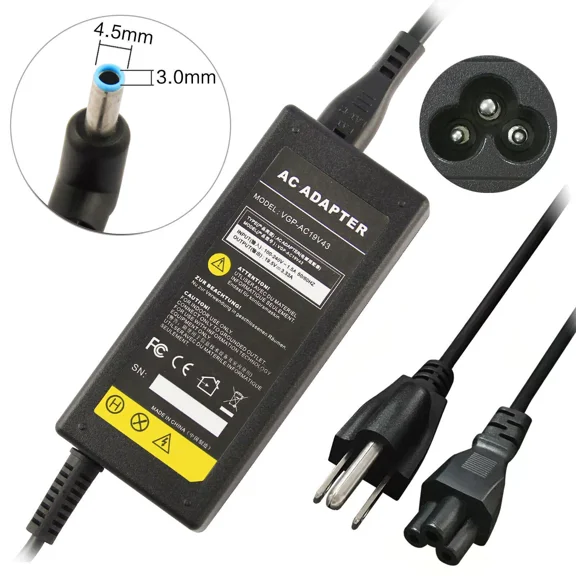 HP 45W Smart AC Adapter with Charging Cord, 4.5mm to 7.4mm Power DC ...