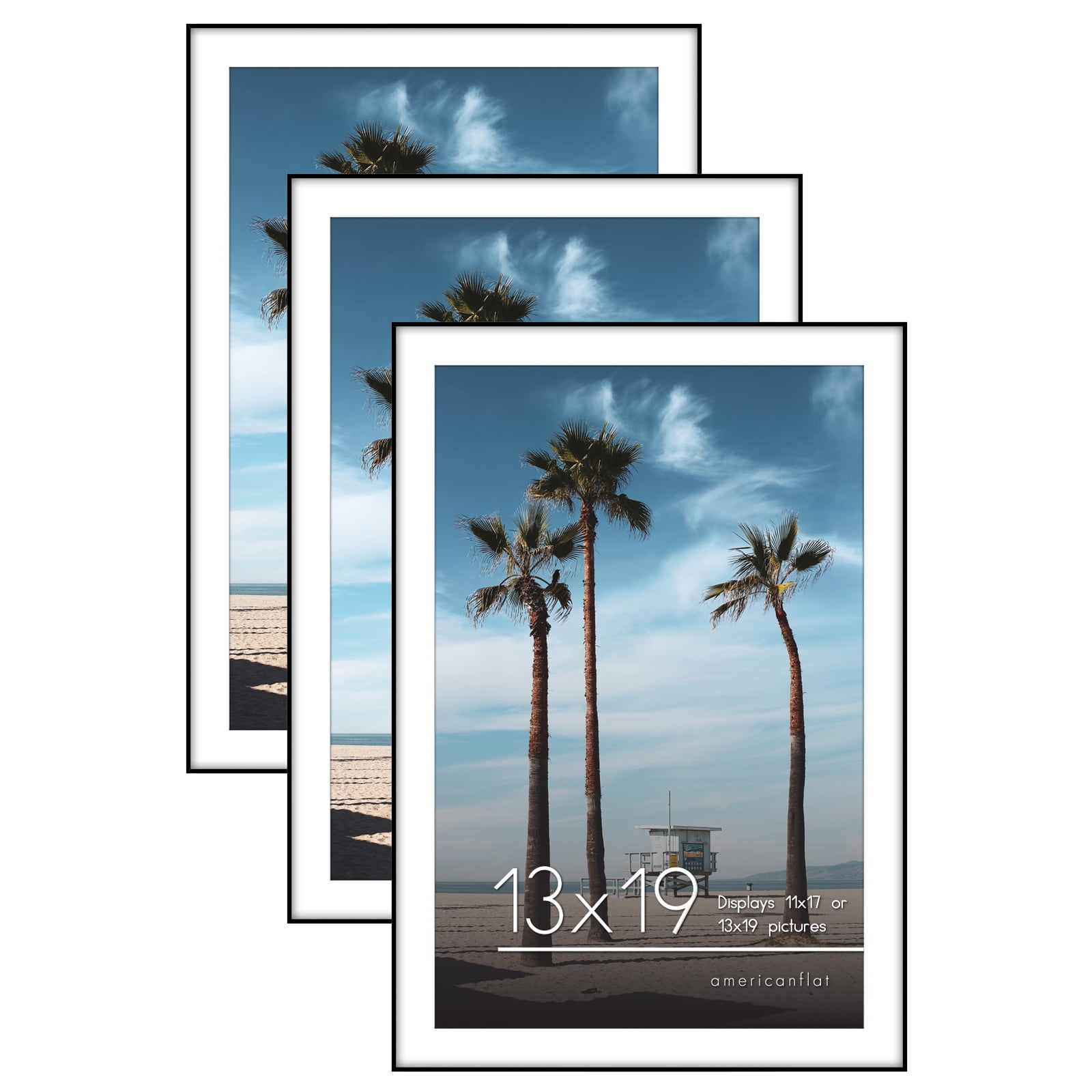 Americanflat Front Loading 13x19 Picture Frames 3 Pack in Black ...