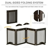 PawHut Freestanding Pet Gate, Wooden Dog Barrier, Folding Safety Fence ...
