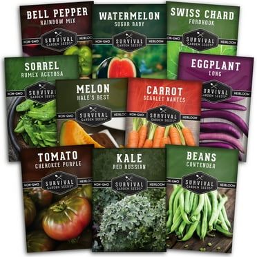 Drought Tolerant Vegetable Seed Collection - 10 Packs Full Sun Annual ...