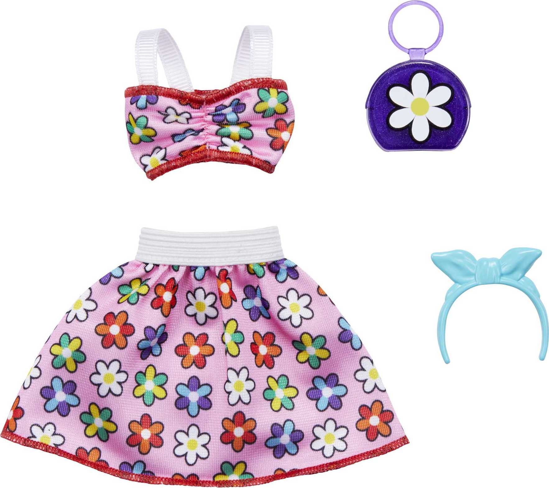 Barbie Fashion Pack of Doll Clothes, Complete Look Set with Flower ...