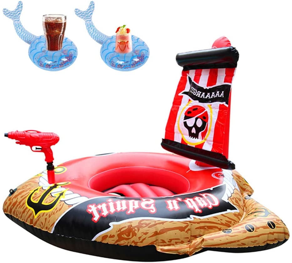 Children's Inflatable Pirate Boat Pool Floating Ship Water Toys Kids ...
