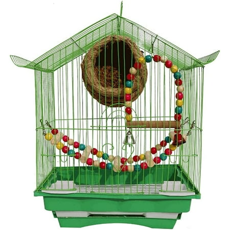 Portable Bird cage Wrought Iron Bird Cage with Rolling Stand and Play ...