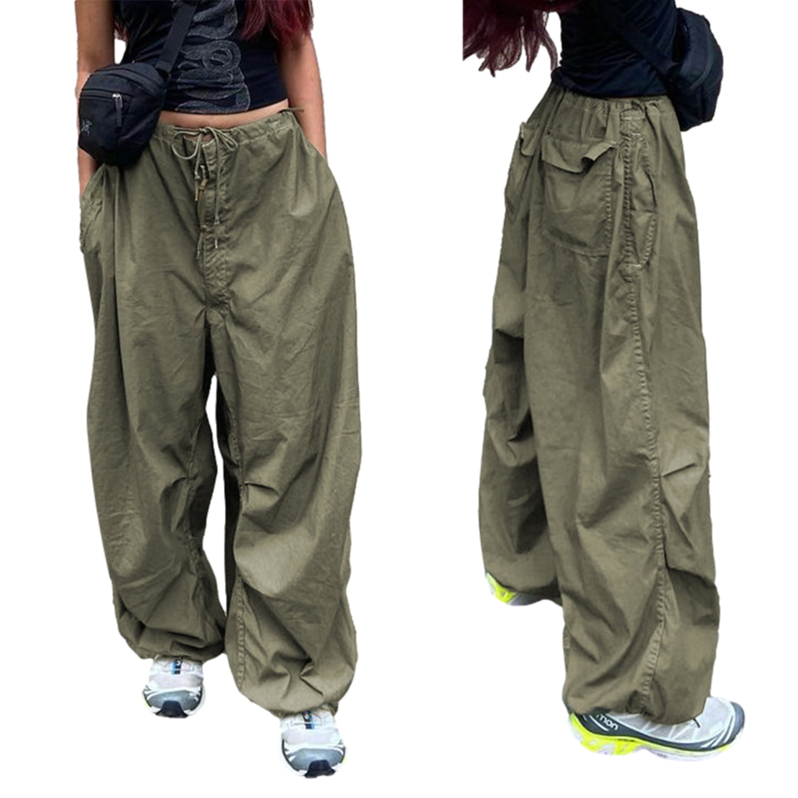 Women Low Waist Cargo Pants Casual Solid Color Harajuku Vintage Y2k Low