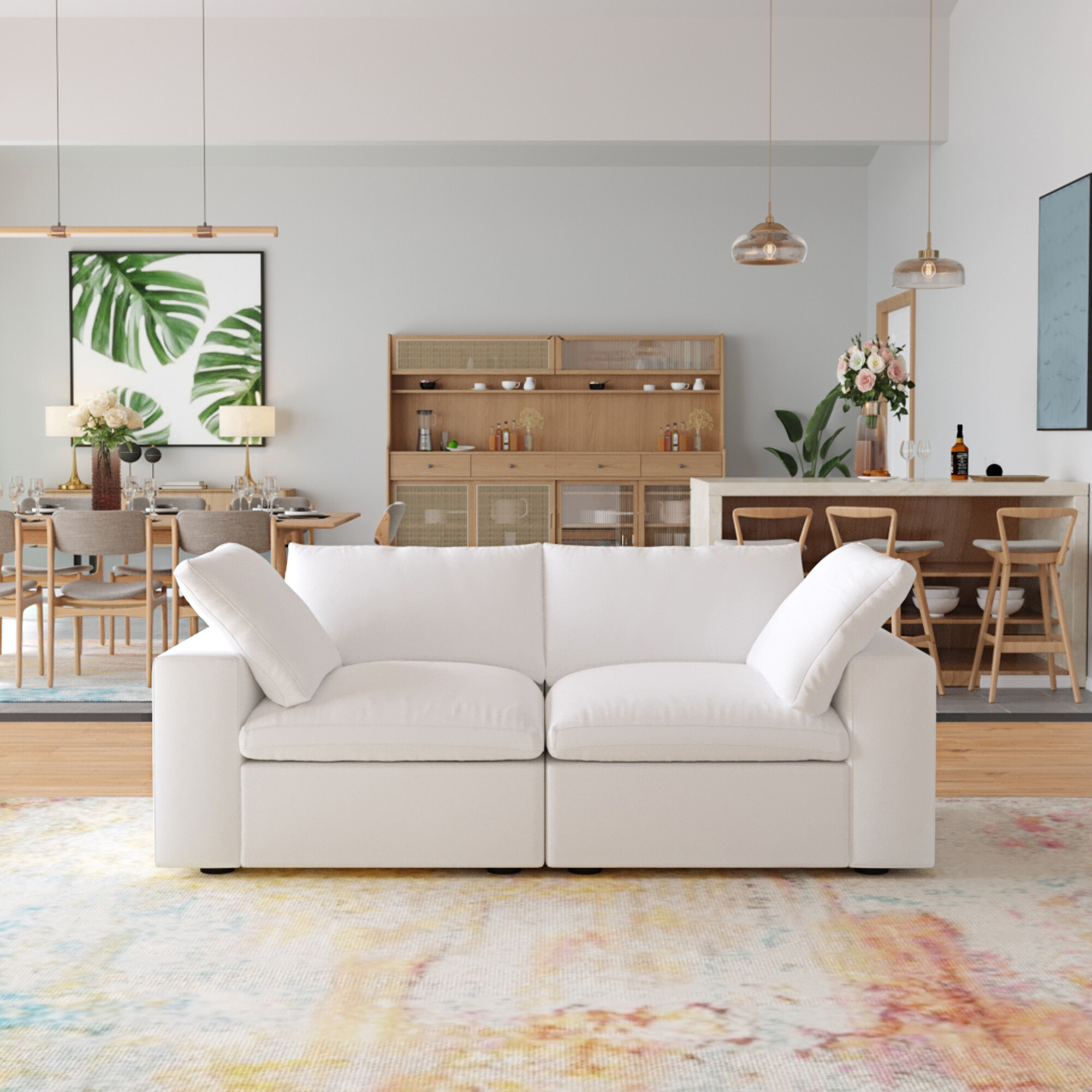 Magic Home Loveseat Sofa,Modern Linen Fabric Couch,2-Seat Sofa for ...