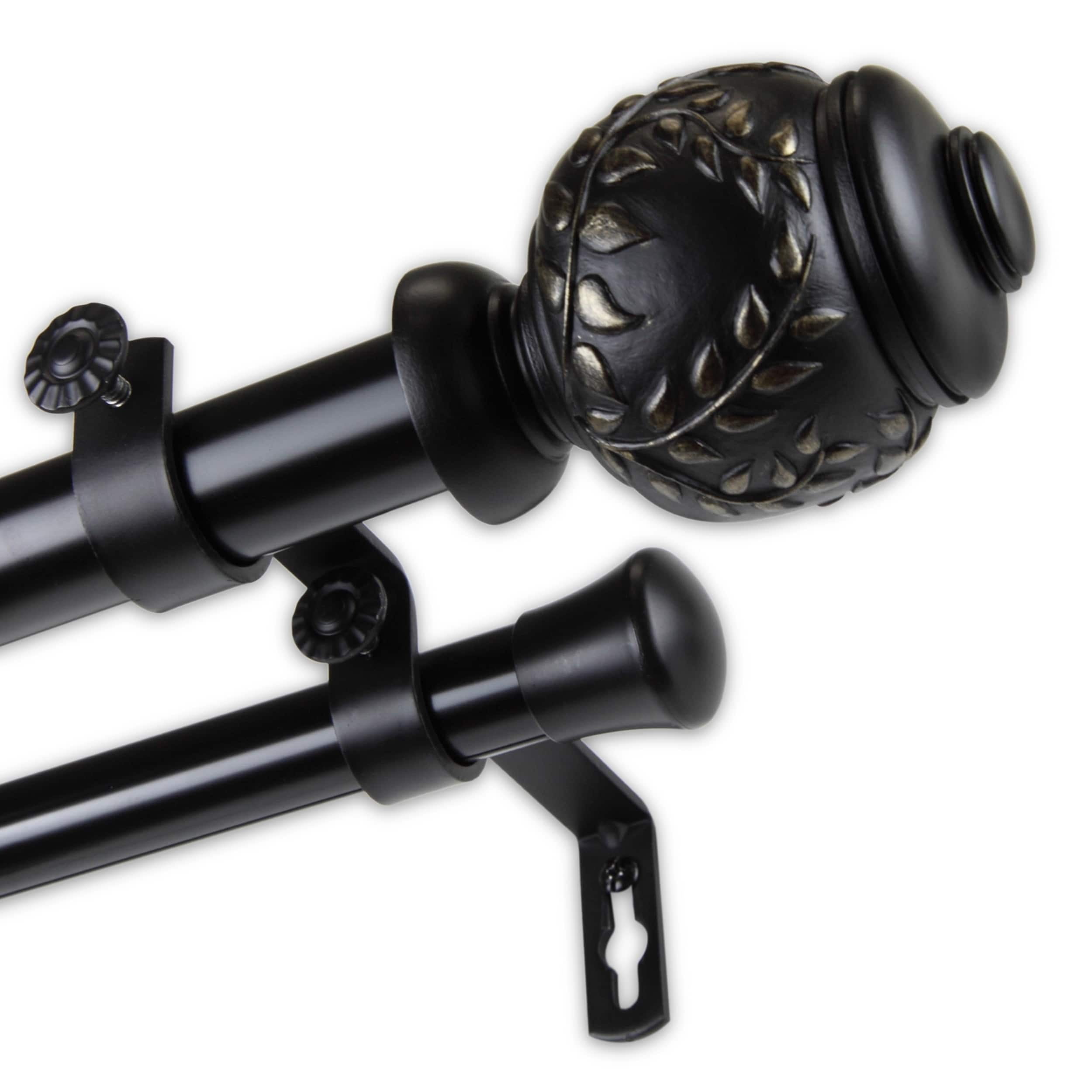 InStyleDesign Cascade 1 inch Diameter Adjustable Double Curtain Rod ...