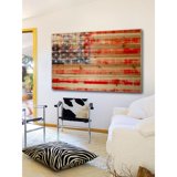 Marmont Hill American Flag On Natural Pine Wood Print On Natural Pine ...