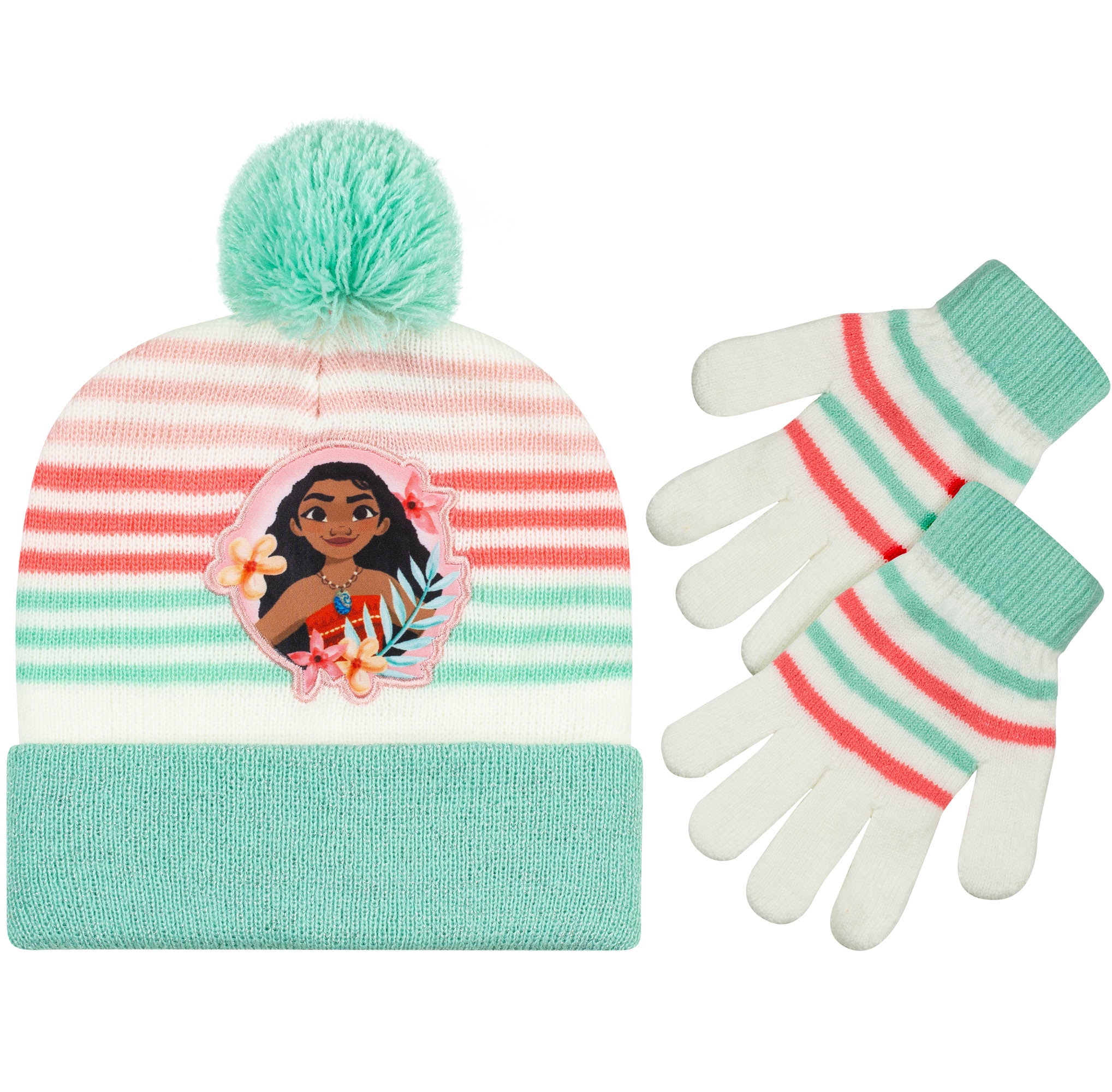 Disney Moana Girls Beanie Winter Hat and Mittens Cold Weather Set, Age ...