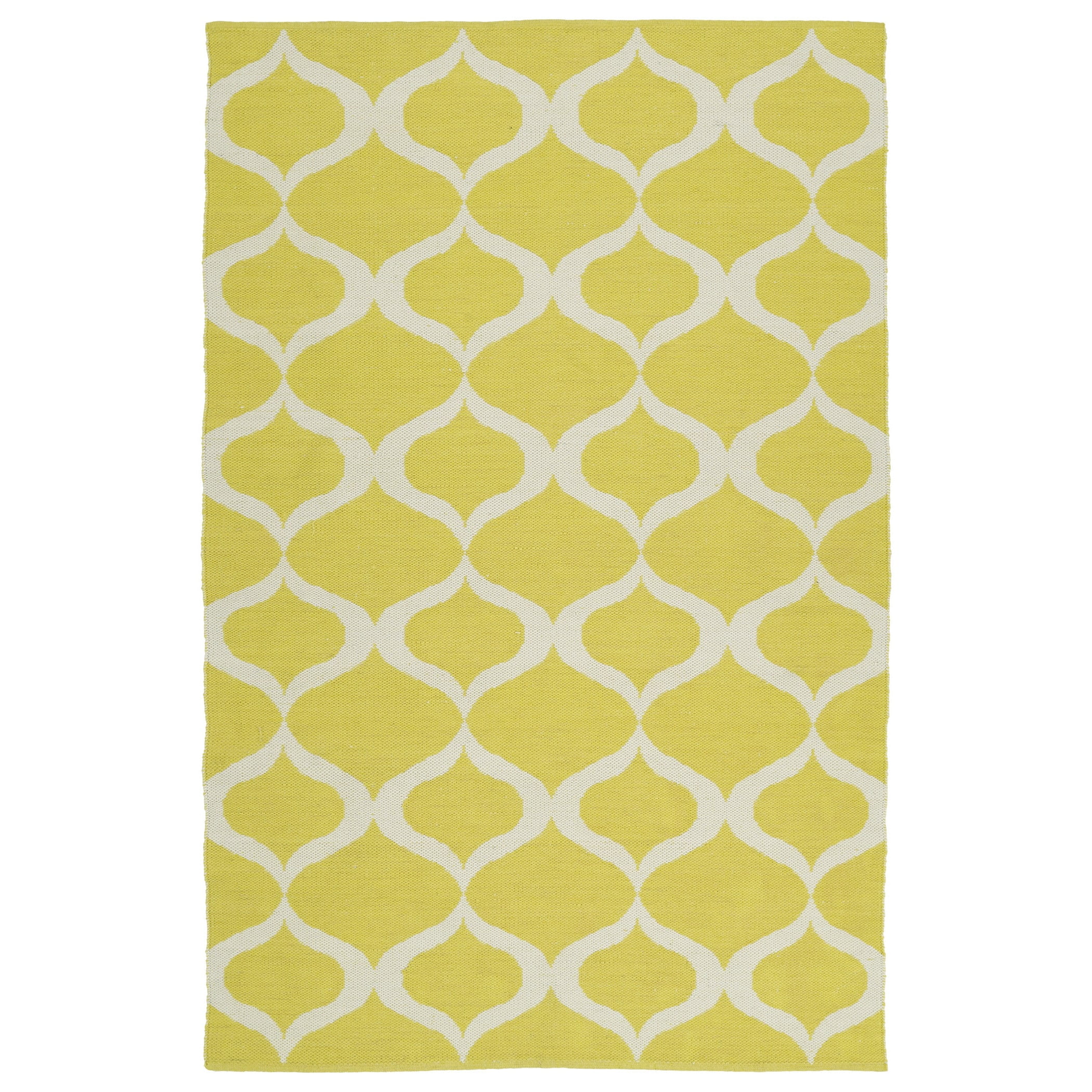 Bombay Home Indoor/Outdoor Laguna Yellow and Ivory Geo Flat-Weave Rug ...