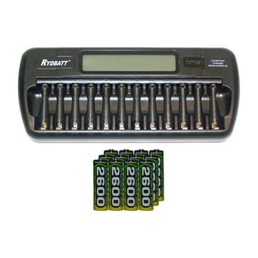 8 Bay AA / AAA LCD Battery Charger + 8 AA 2600 mAh AccuLoop-X NiMH ...