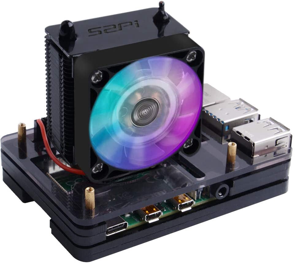 Raspberry Pi 4 Case with Raspberry Pi ICE Tower Fan RGB Cooling Fan ...