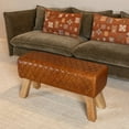 Creative Co-Op Stitched Leather and Wood Bench, Camel and Natural ...