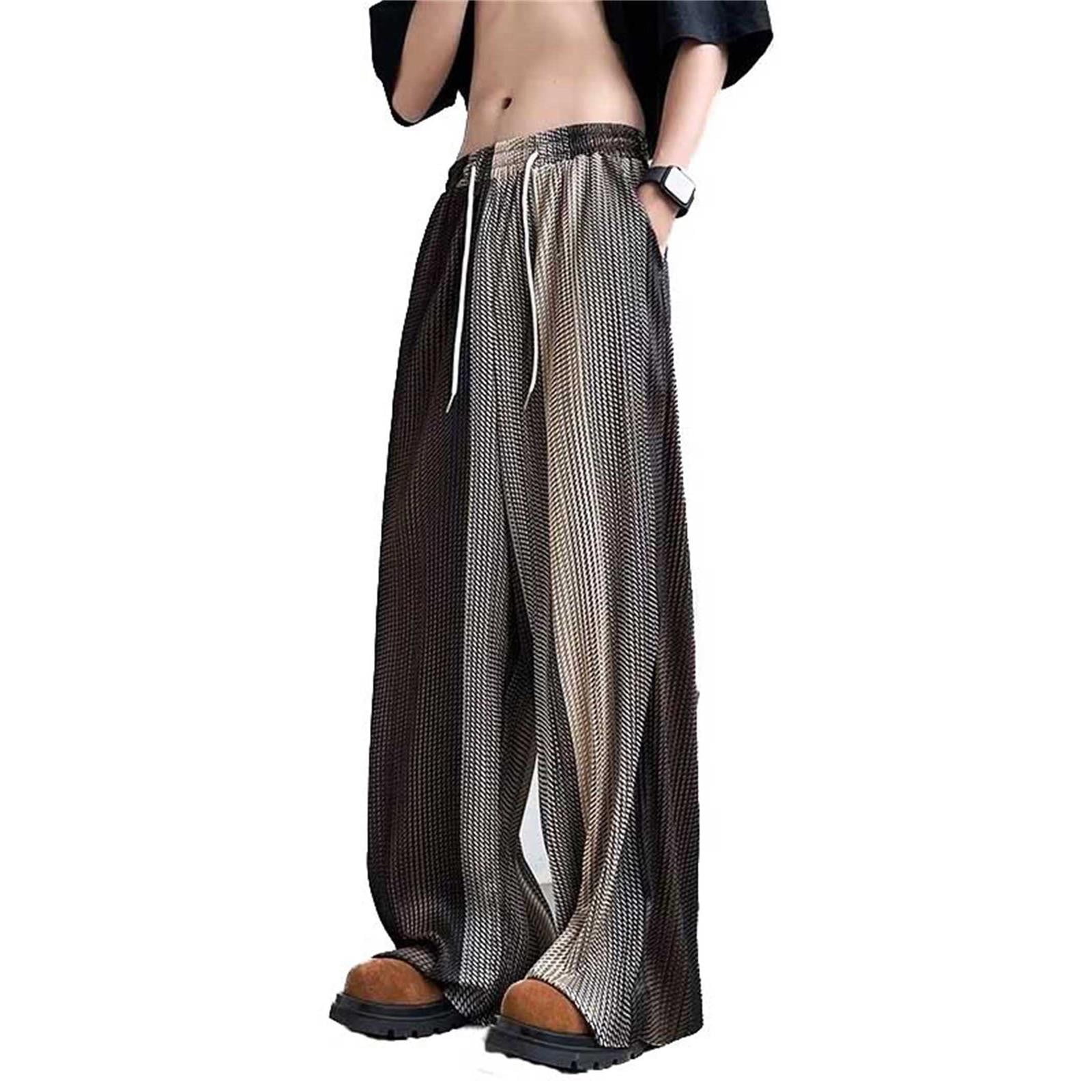 YDLCAFD Men Pj Pants Summer Ice Silk Wide Leg Casual Pants Men'S ...