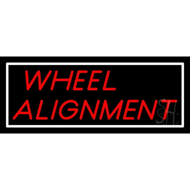 Red Wheel Alignment LED Neon Sign 10 x 24 - inches, Clear Edge Cut ...