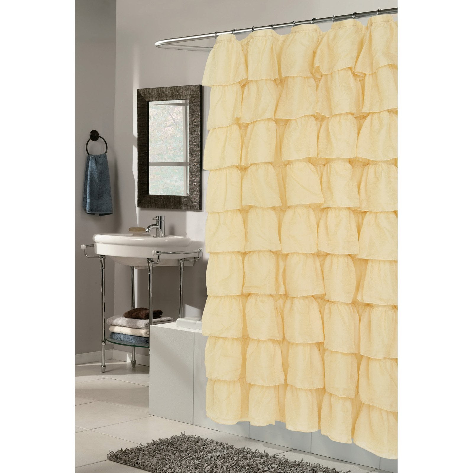 "Carmen" Polyester Shower Curtain in Gold - Walmart.com