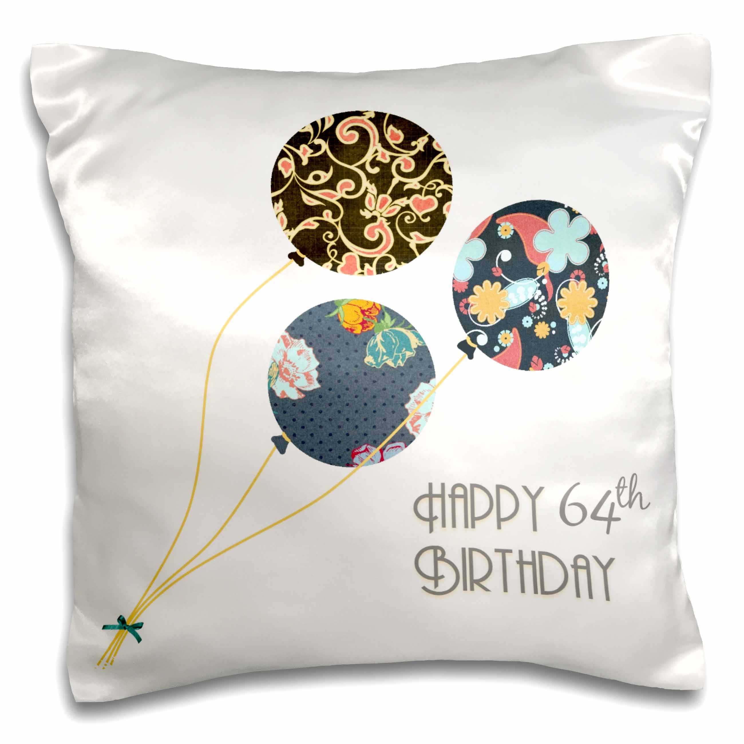 Happy 64th Birthday - Modern stylish floral Balloons. Elegant black ...