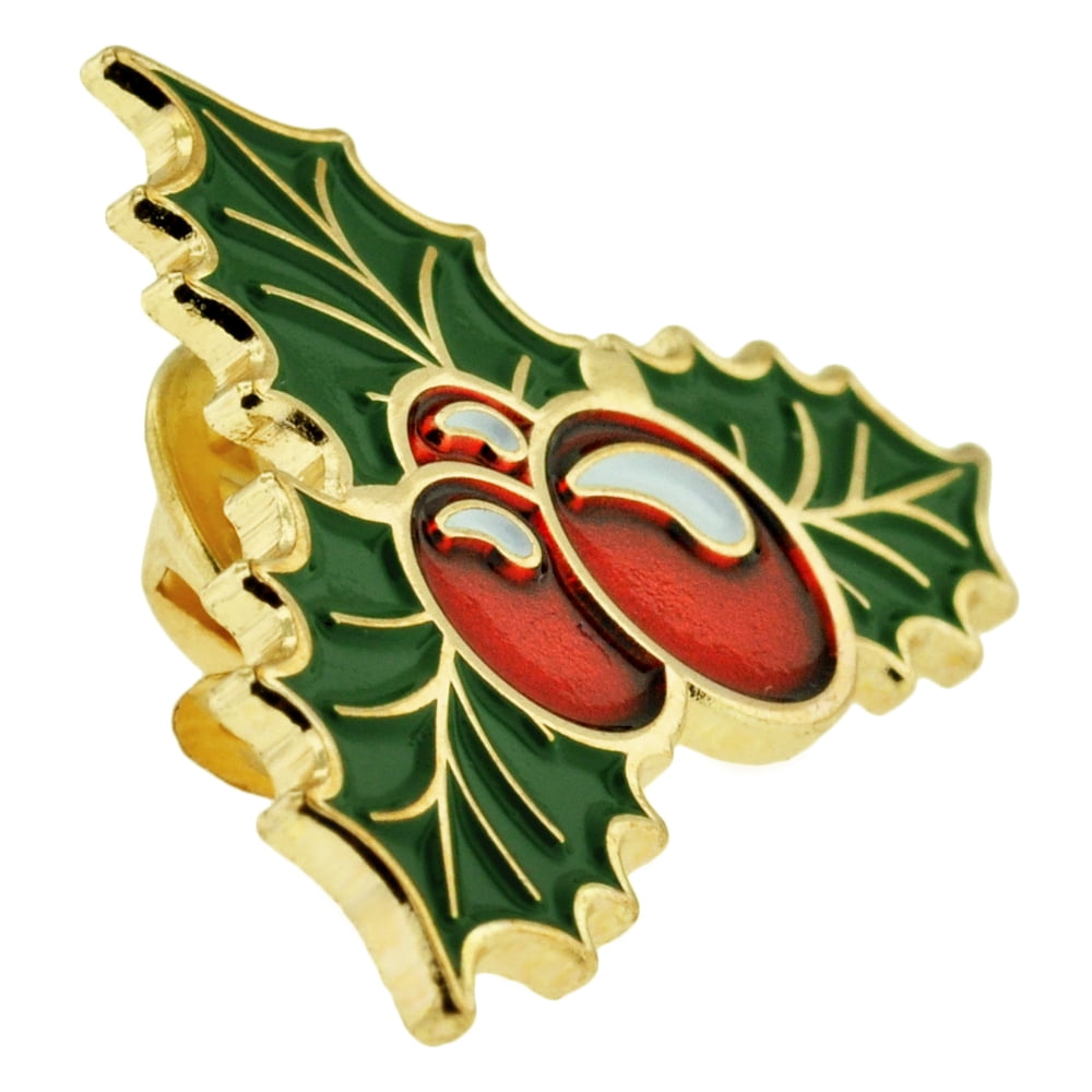 Pinmart Christmas Holly Berry Xmas Mistletoe Holiday Lapel Pin