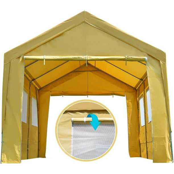 ADVANCE OUTDOOR 12x20 ft Heavy Duty Carport with Roll-up Ventilated ...