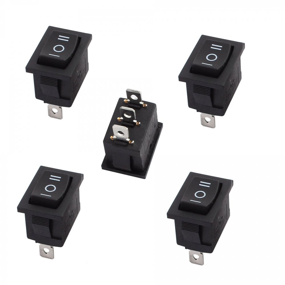 5x 3-Position Rocker Switches 12V Car AC 6A/250V 3-Pin ON-OFF-ON DC 1/2 ...