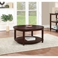 Lane Round Coffee Table with Lower Shelf in Espresso Wood Finish ...