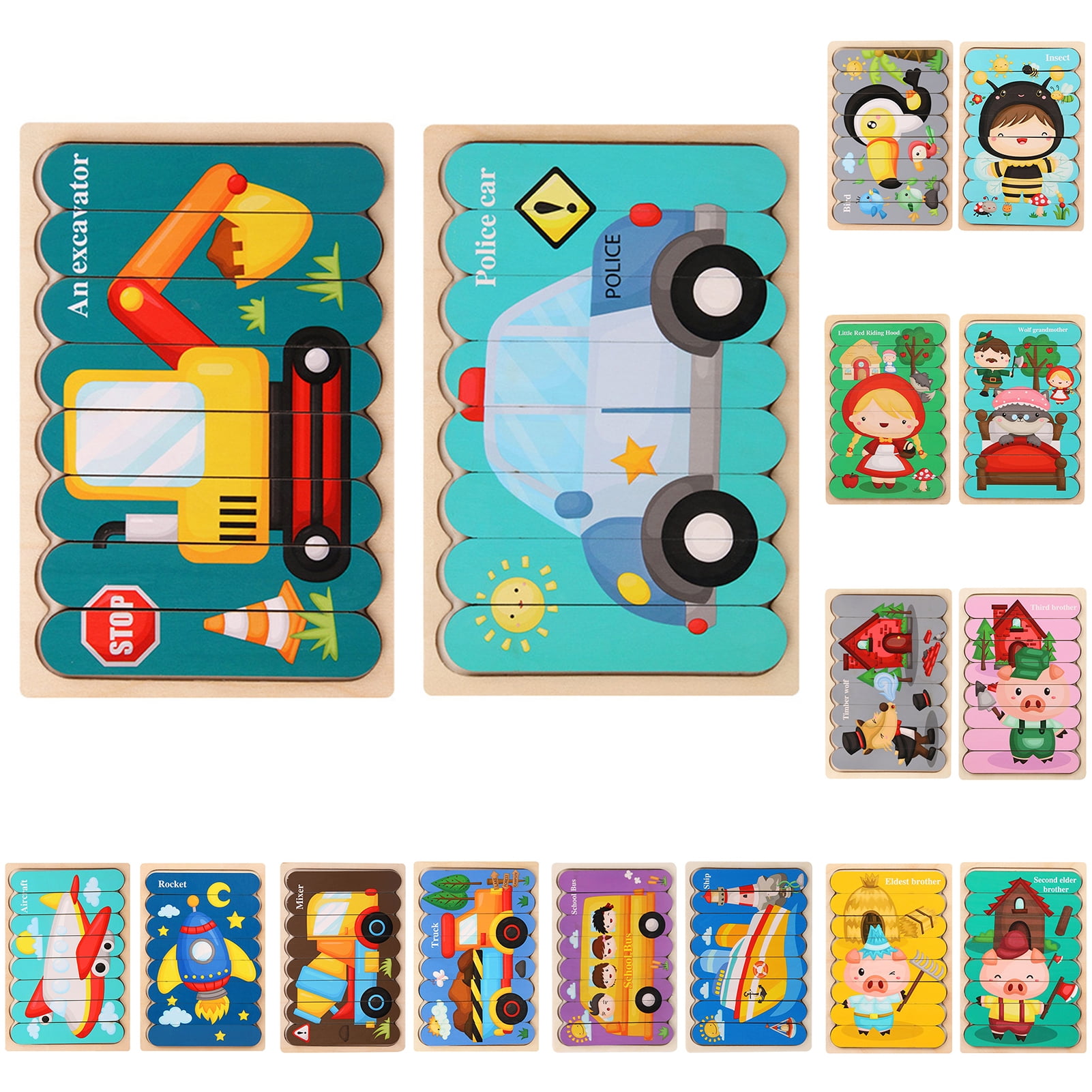 zhaomeidaxi Cartoon Design Wooden Puzzles for Toddlers Early ...