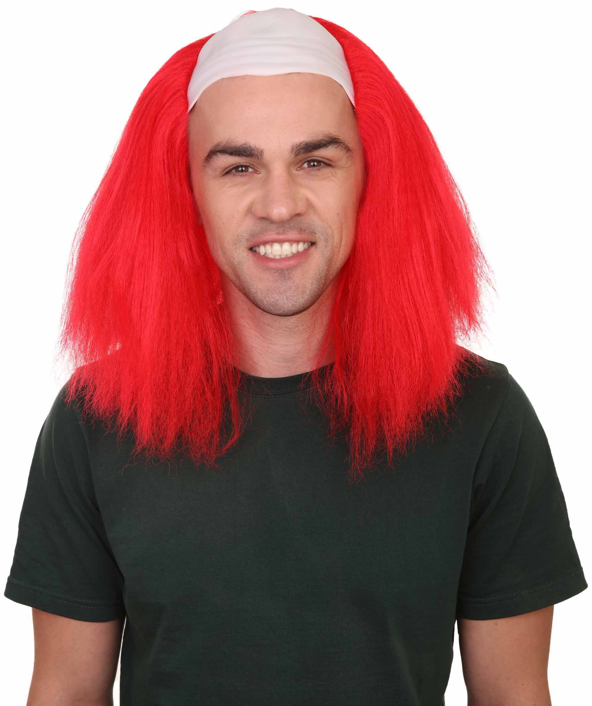 HPO | Adult Men's Red Color Scary Bald Clown Wig | Cosplay Halloween ...