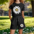 BLTIBY Girls Summer Outfits Printed Set Cap Sleeve T Shirt and Elastic ...