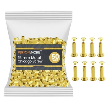 50 Pack of Chicago Screw Post Binding Screws, 6mm Brass Plated Metal ...