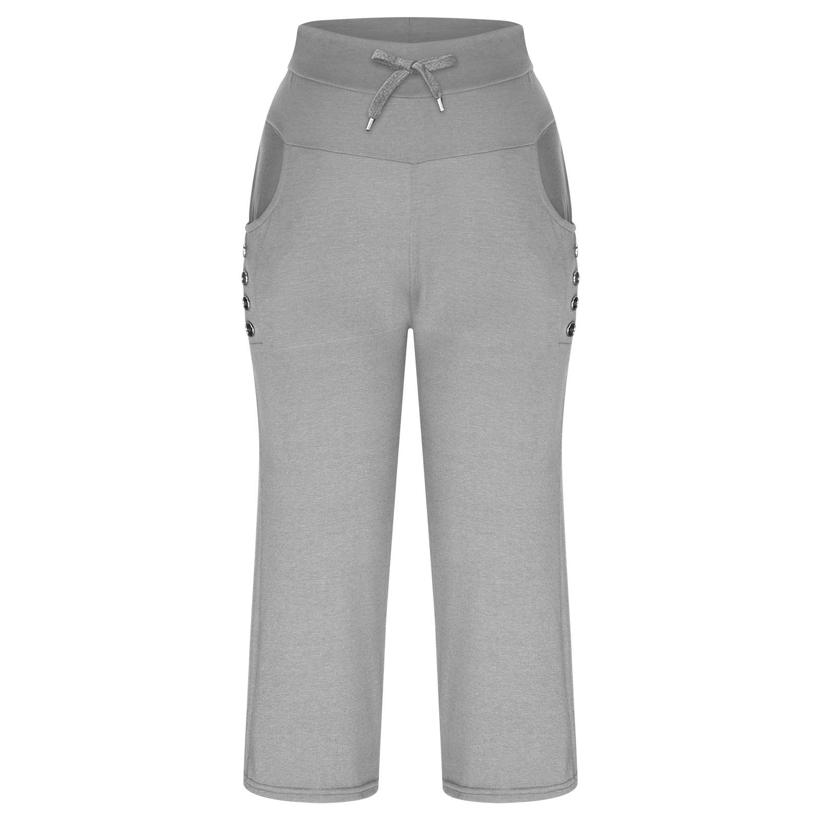 Jwzuy Womens Capri Yoga Pants Loose Drawstring Solid Pajama Pants